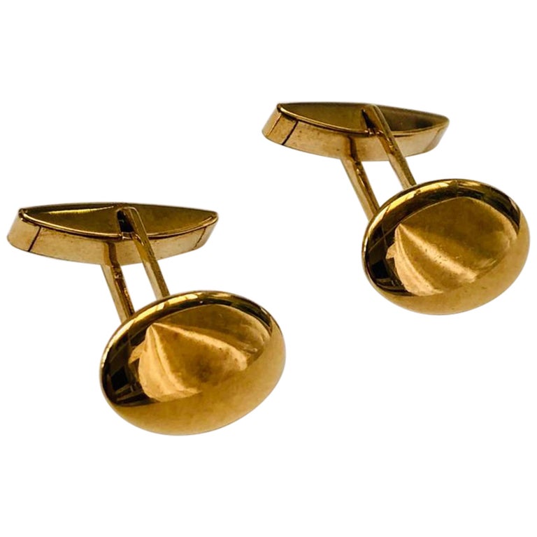 Oval Yellow Gold Cufflinks, 9 Carat, Made in Italy For Sale at 1stDibs ...