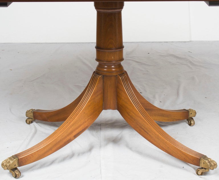Oval Yew Wood Pedestal Dining Room Table with Leaf at 1stDibs