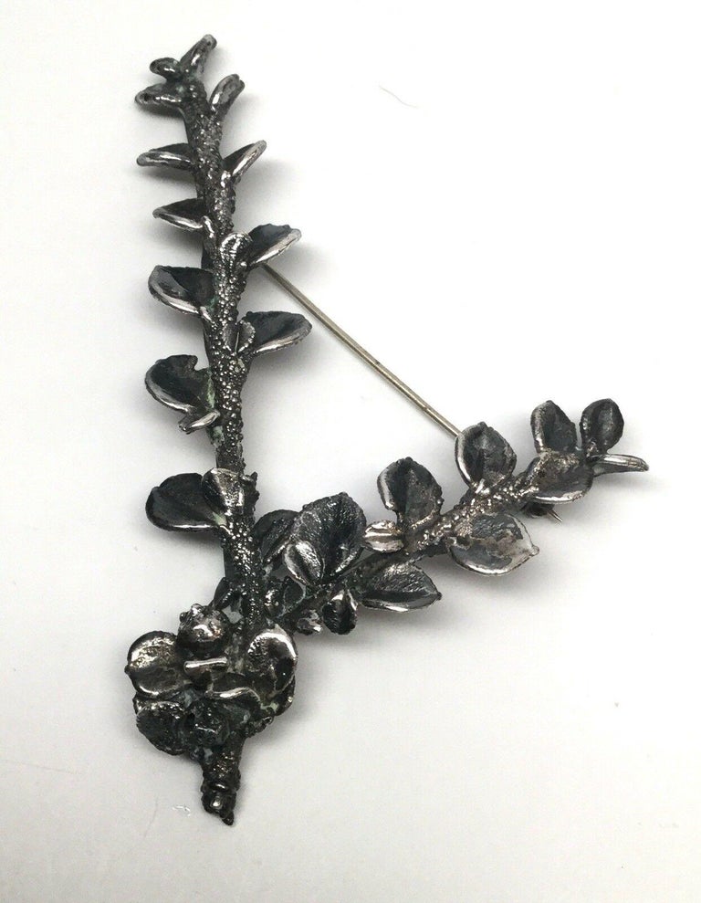 Ove Eriksen Denmark Sterling Silver Branch Pin / Brooch For Sale at 1stDibs