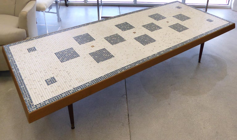 Over-Scale Mid-Century Modern Tile Top Coffee Table with Tapering ...