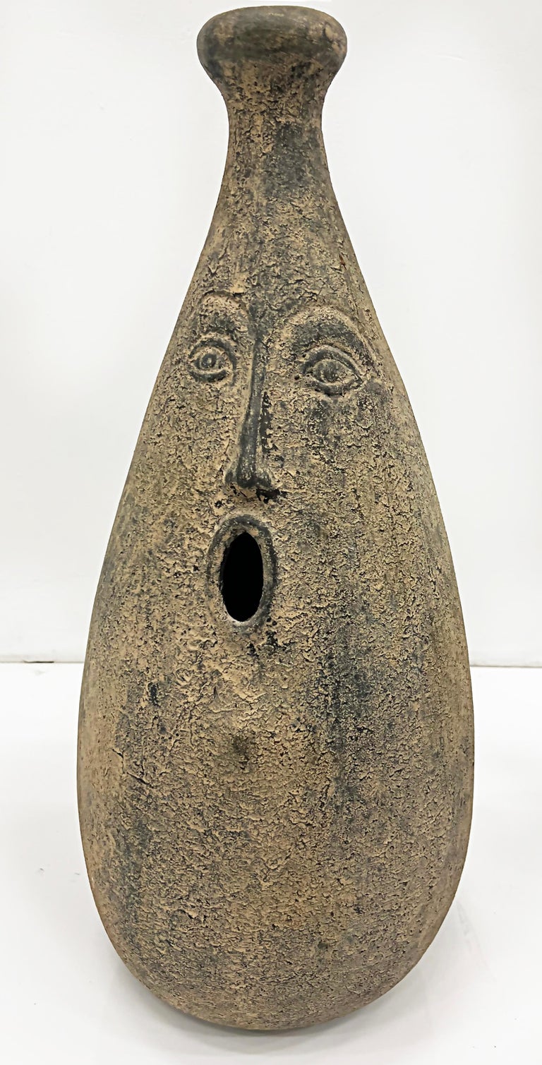 Over-scale Mid-Century Pottery Figurative Face Vases, Pair For Sale at ...