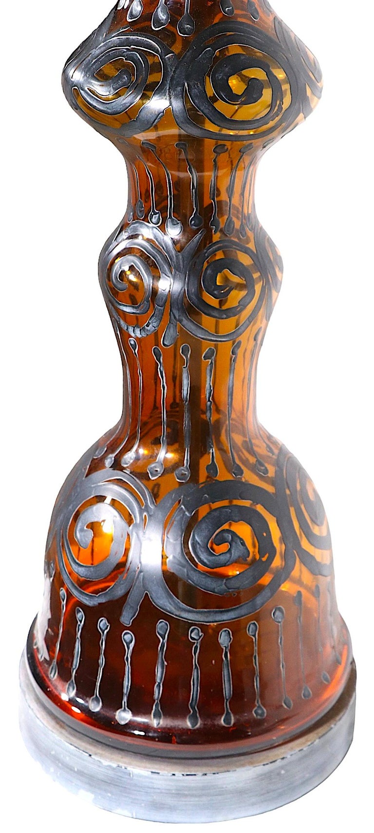 Over Scale Silver Overlay Glass Table Lamp, c. 1950-1970's For Sale at ...