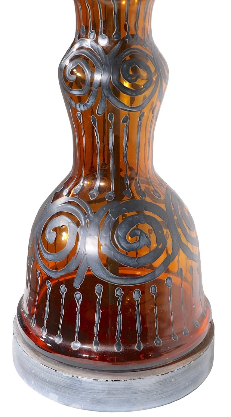 Over Scale Silver Overlay Glass Table Lamp, c. 1950-1970's For Sale at ...