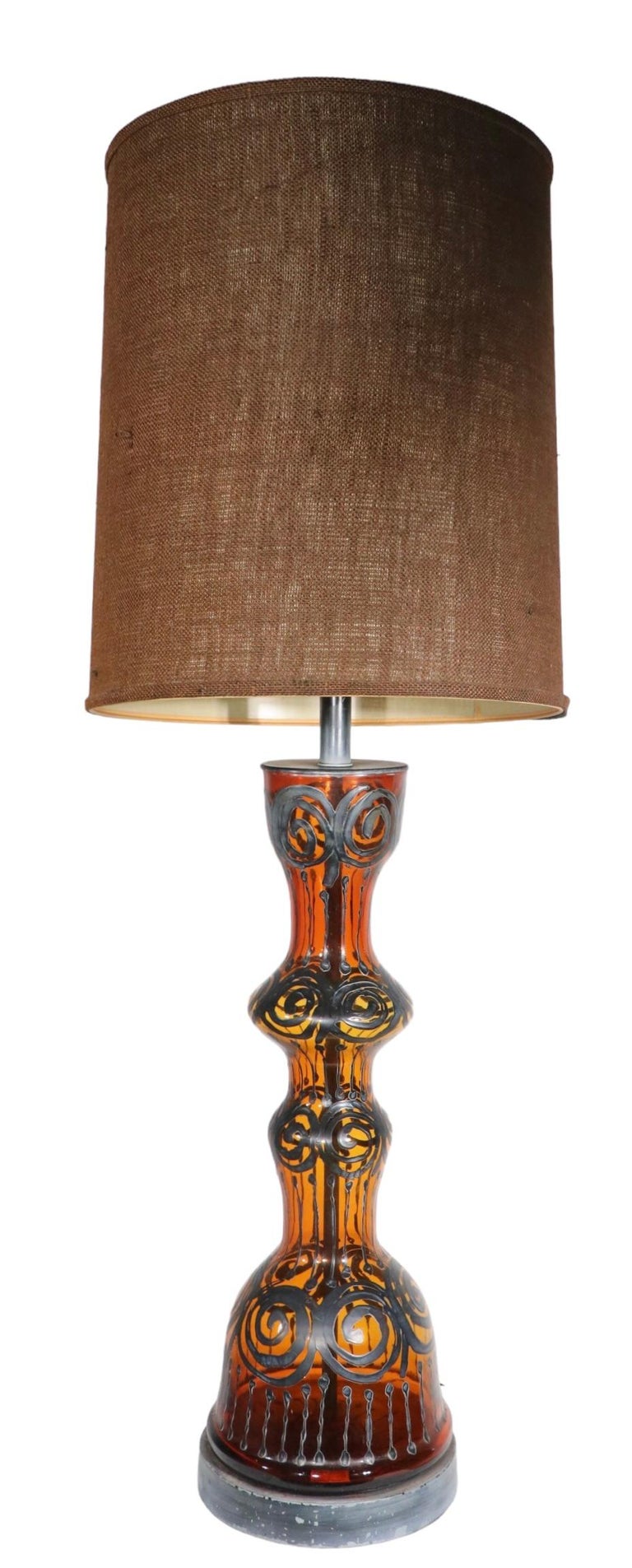 Over Scale Silver Overlay Glass Table Lamp, c. 1950-1970's For Sale at ...