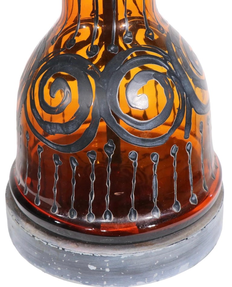 Over Scale Silver Overlay Glass Table Lamp, c. 1950-1970's For Sale at ...