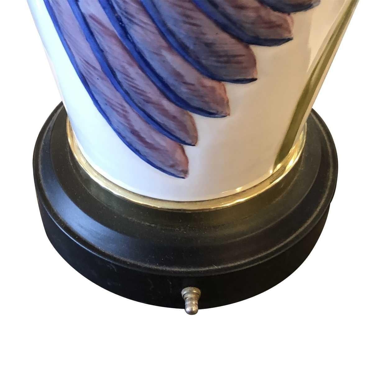 Oversized Hollywood Regency Porcelain Parrot Table Lamp For Sale at 1stDibs