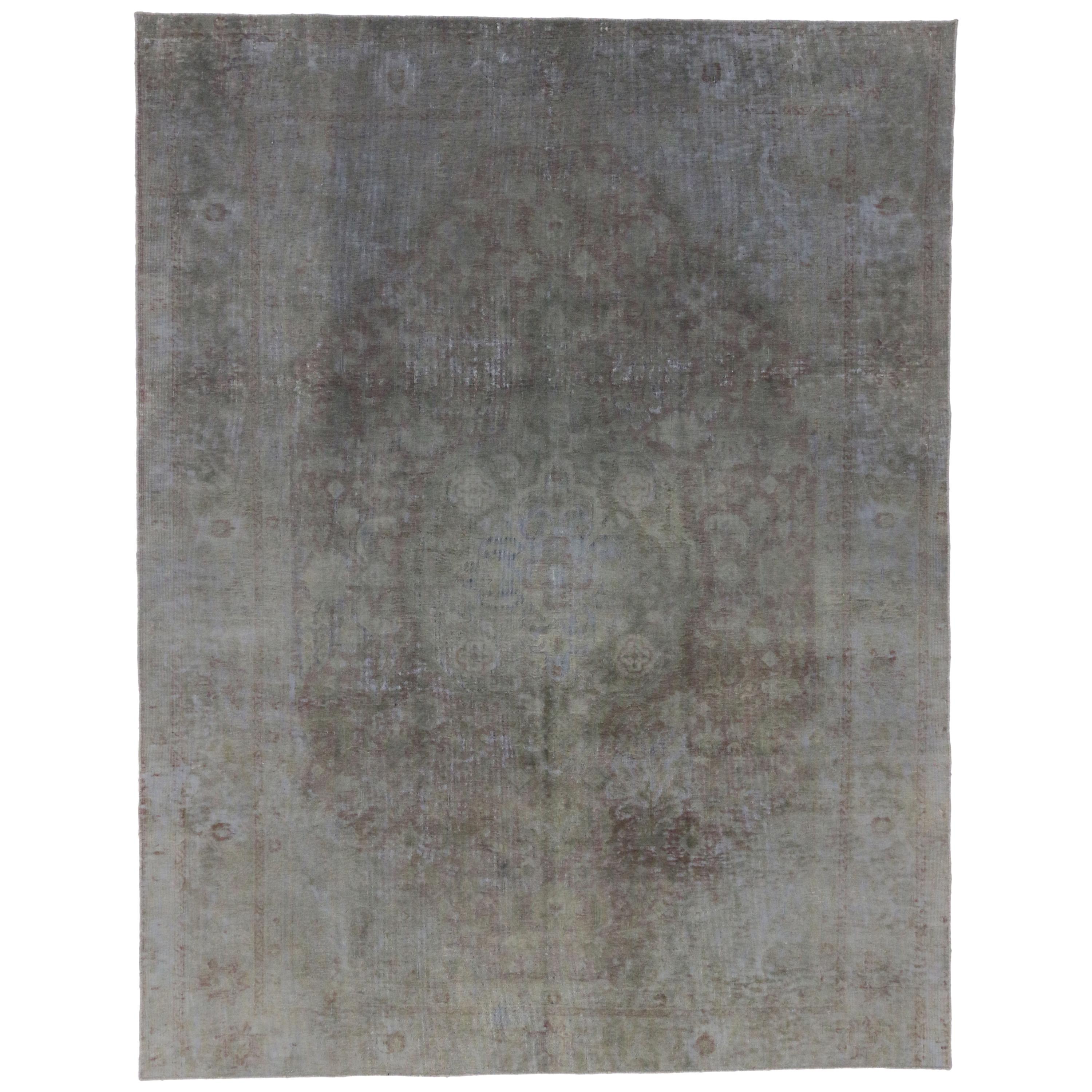 Distressed Vintage Turkish Overdyed Rug with Rustic Spanish Renaissance ...
