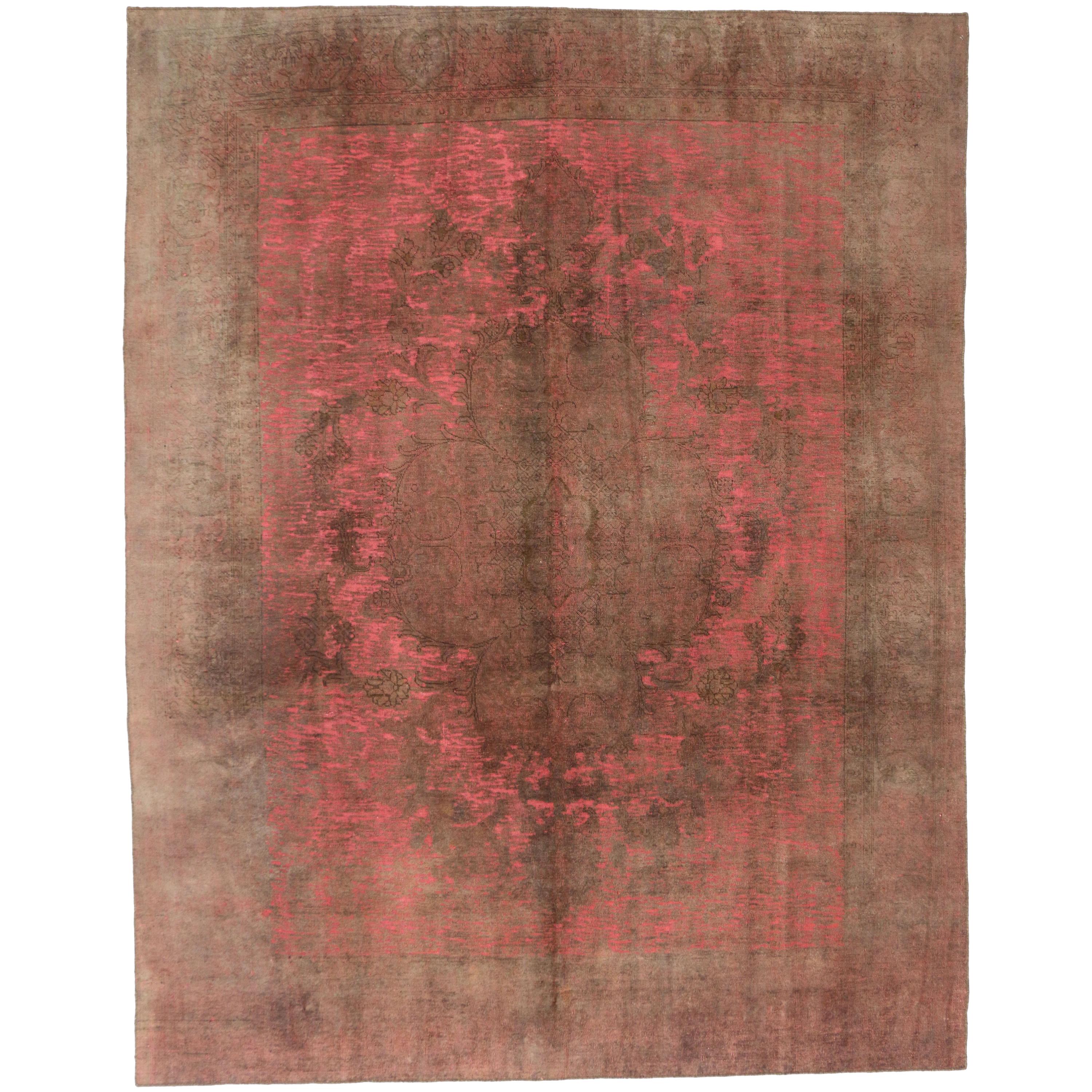 Vintage Pink Distressed Overdyed Rug For Sale at 1stDibs | over dyed ...