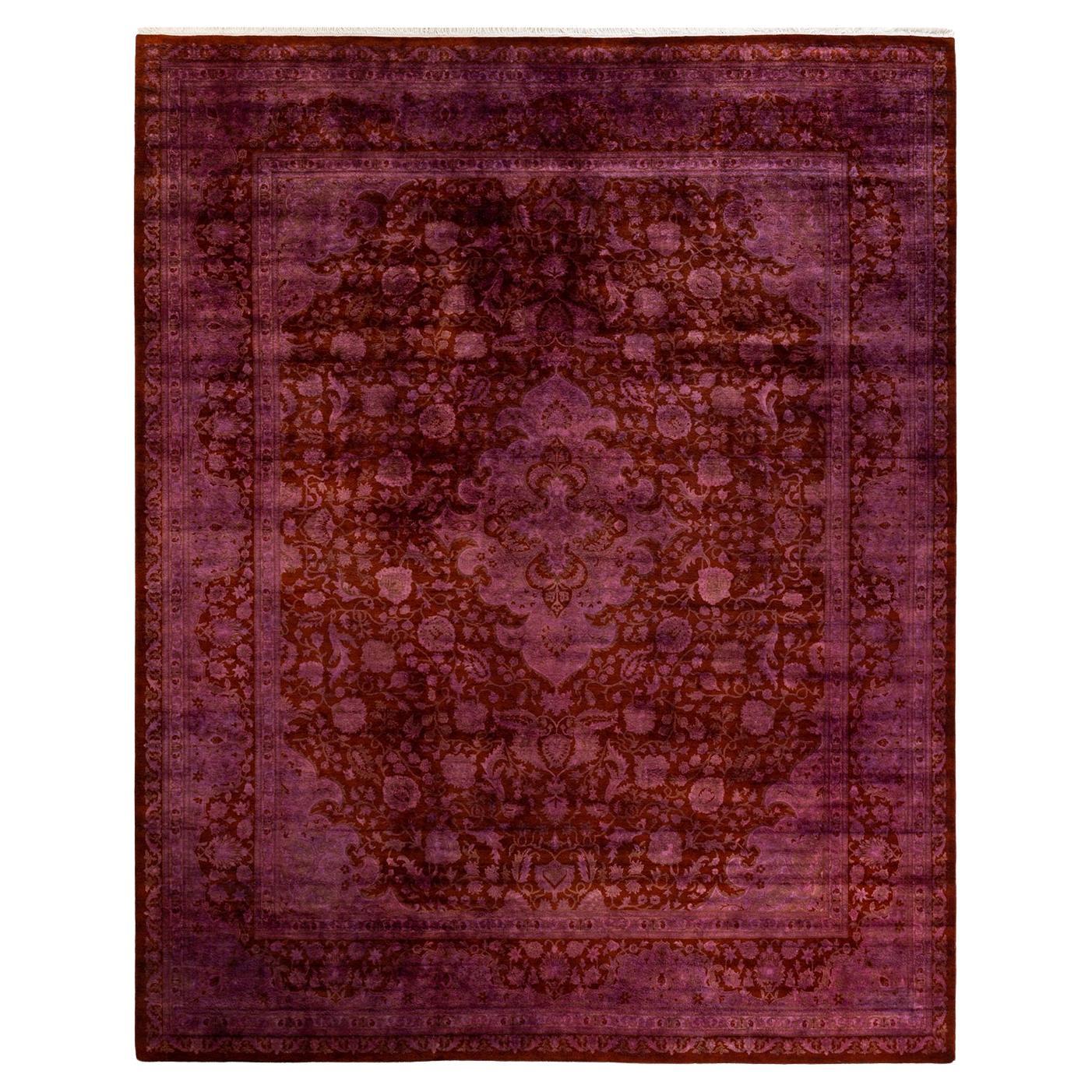 Overdyed Hand Knotted Wool Brown Area Rug For Sale at 1stDibs