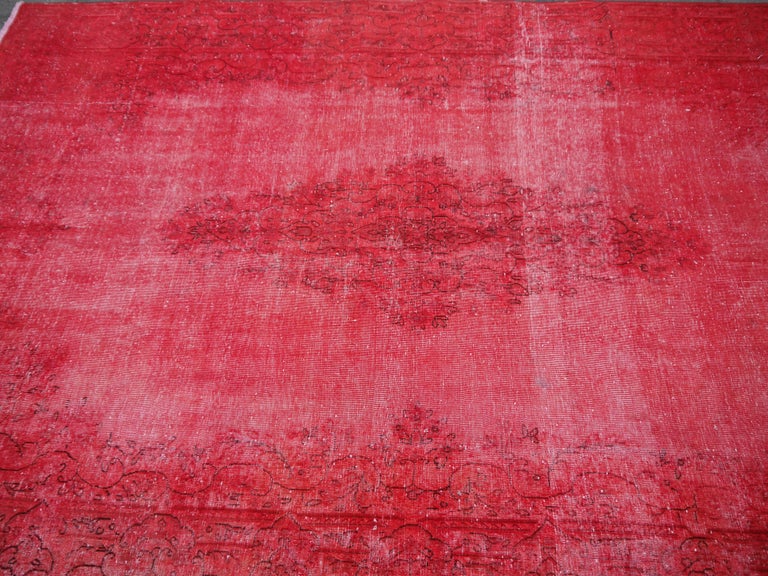 Overdyed Red Turkish Vintage Rug with Industrial Look at 1stDibs ...