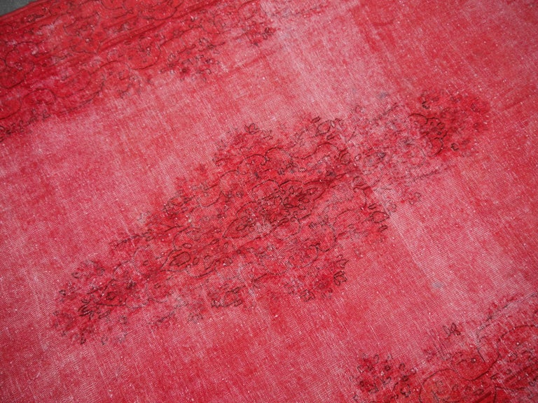 Overdyed Red Turkish Vintage Rug with Industrial Look at 1stDibs ...