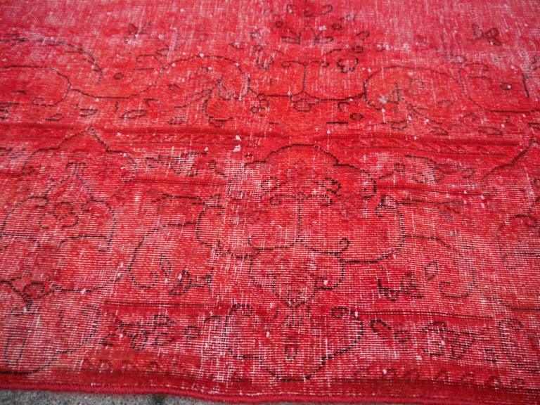 Overdyed Red Turkish Vintage Rug with Industrial Look at 1stDibs ...