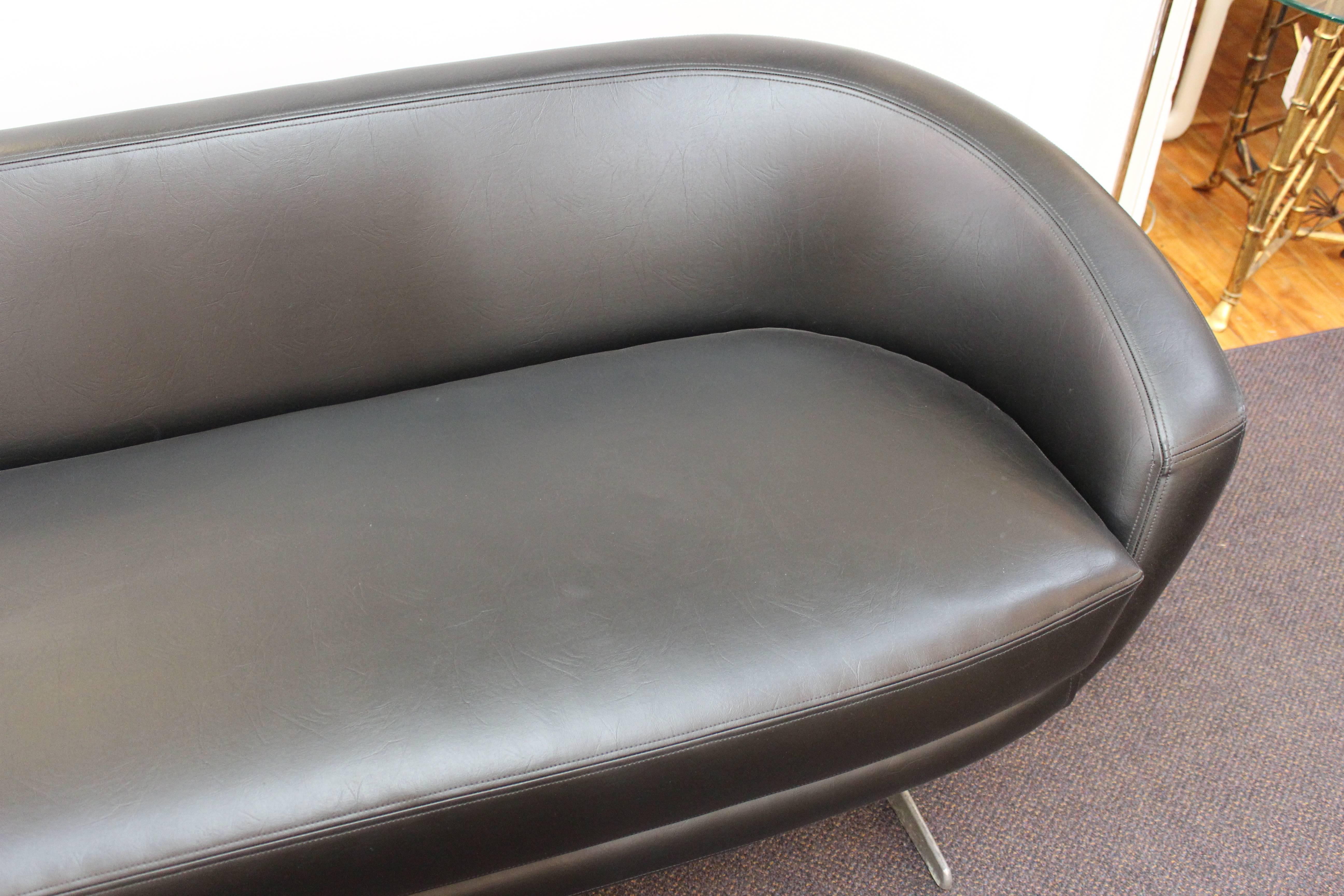 Overman Mid-Century Modern Swedish Sofa in Black Leatherette at 1stDibs ...