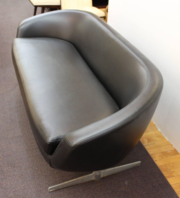 Overman Mid-Century Modern Swedish Sofa in Black Leatherette at 1stDibs