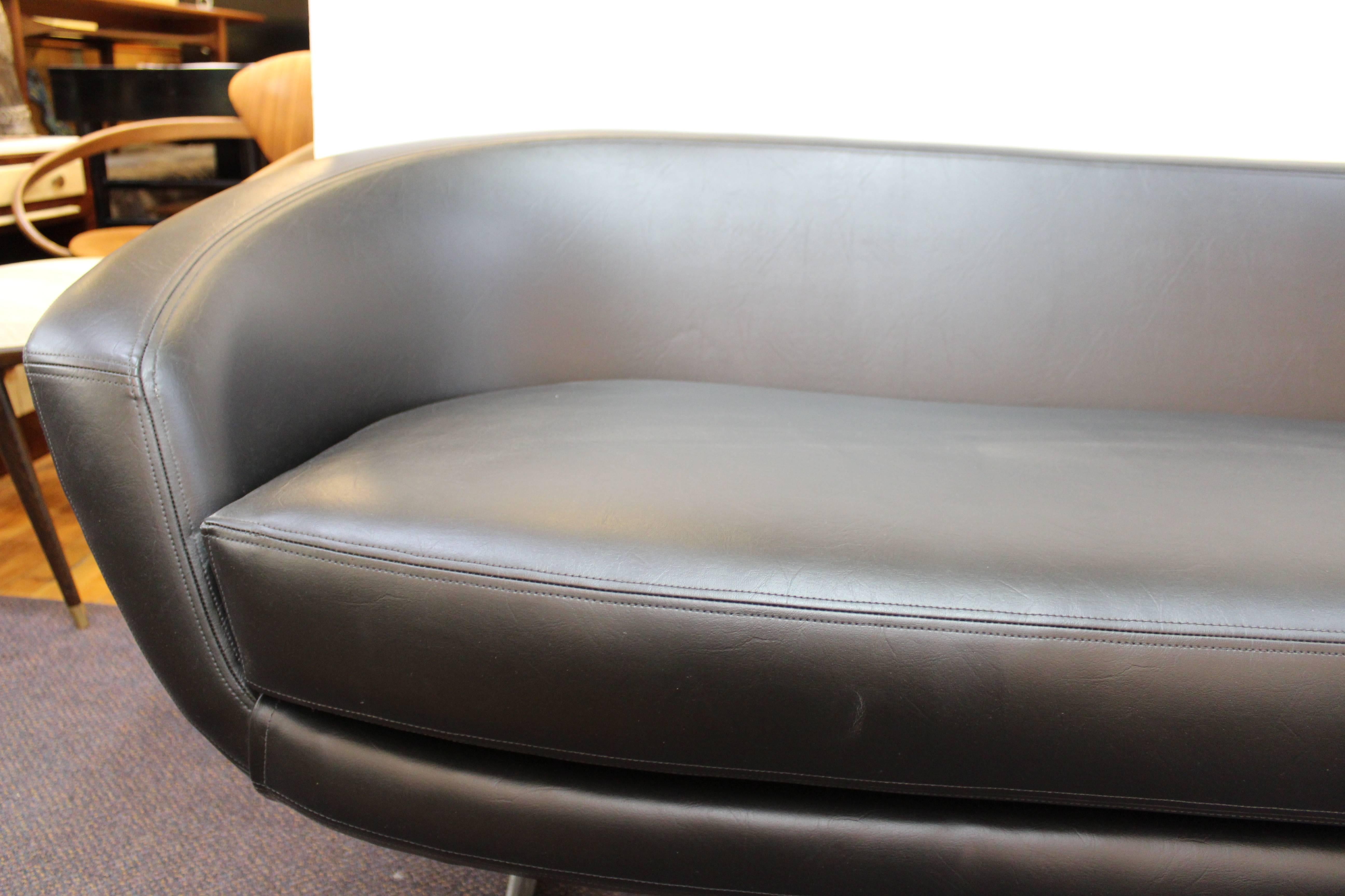 Overman Mid-Century Modern Swedish Sofa in Black Leatherette at 1stDibs ...