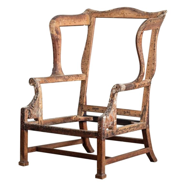 Overscale George II Mahogany Wingback Chair at 1stDibs