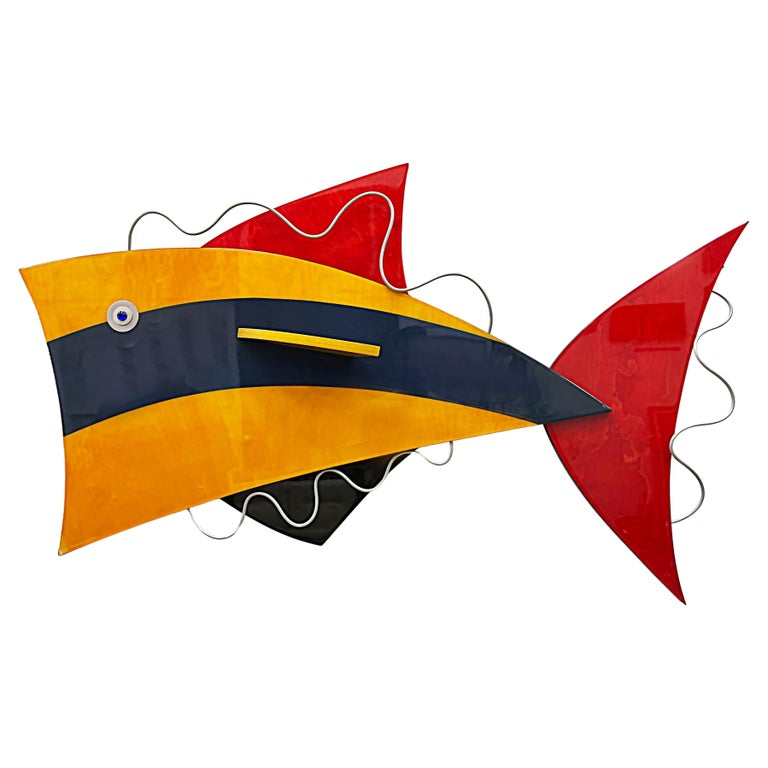 Overscale Postmodern Memphis Style Fish Wall Sculpture, 1990s For Sale ...