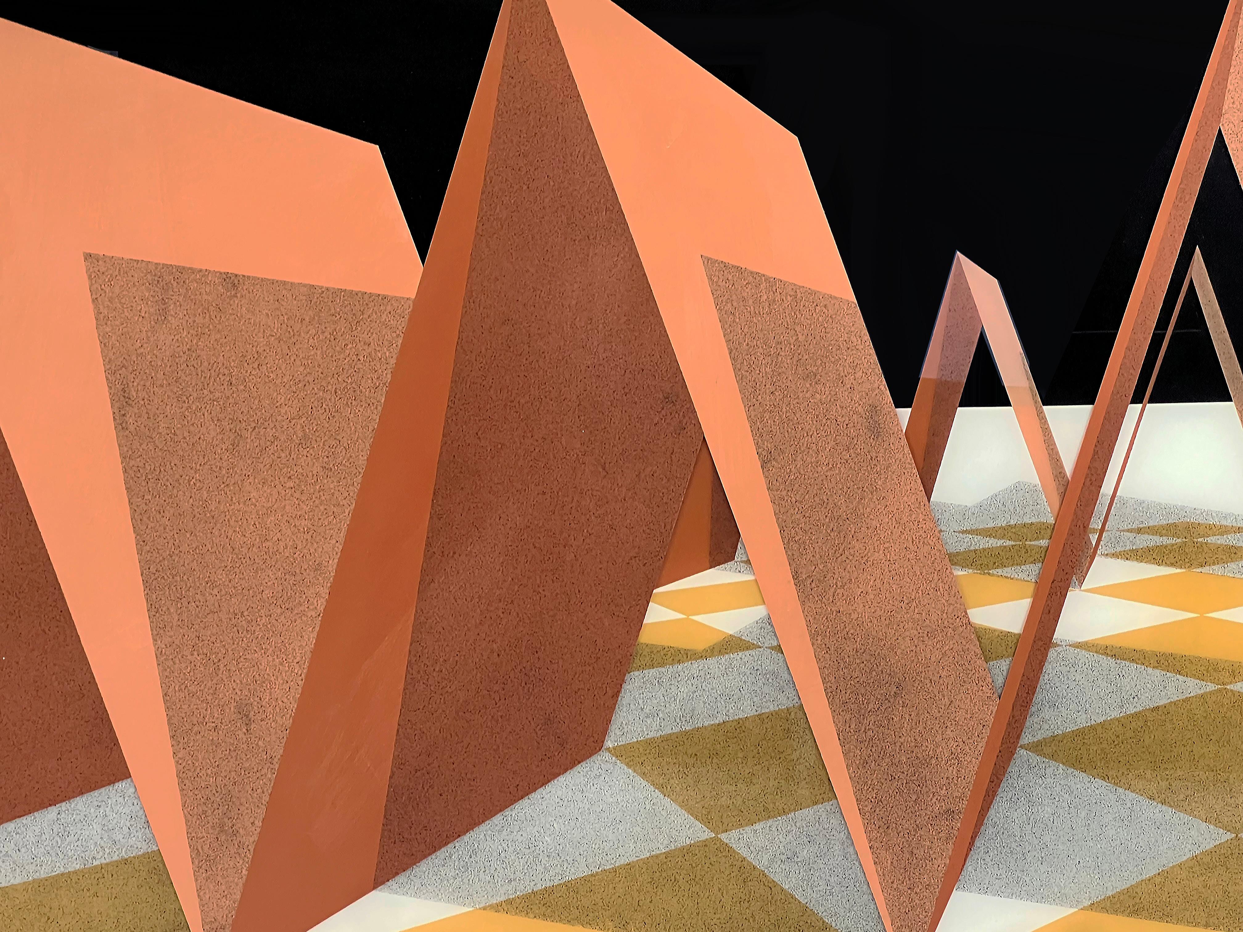 Overscale Robert Sirk Postmodern Op Art Abstract Painting on Glass For ...