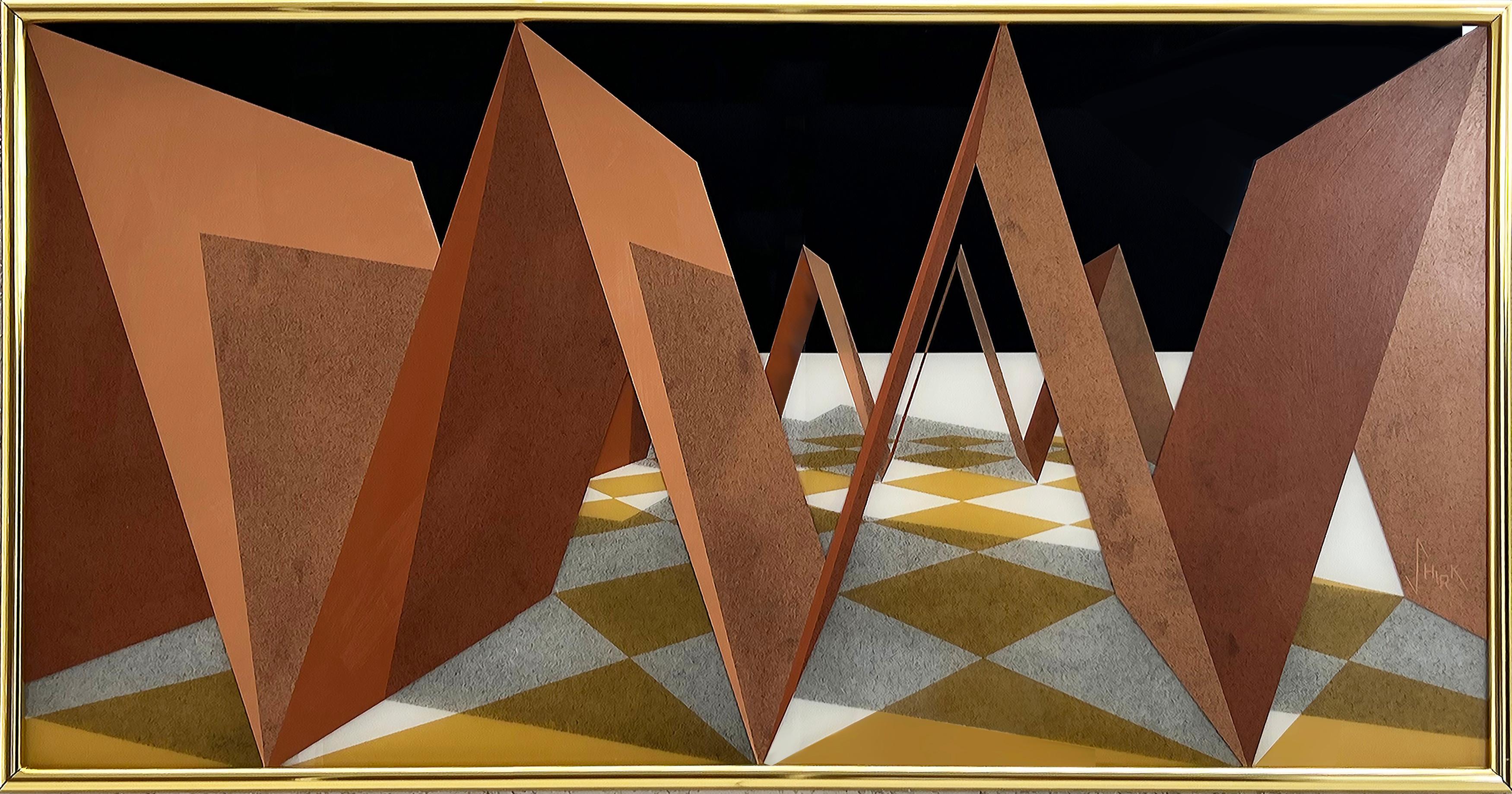 Overscale Robert Sirk Postmodern Op Art Abstract Painting on Glass For ...