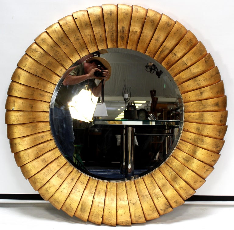 Overscale Sculptural Contemporary Gold-Gilt Mirror with a Beveled Edge ...