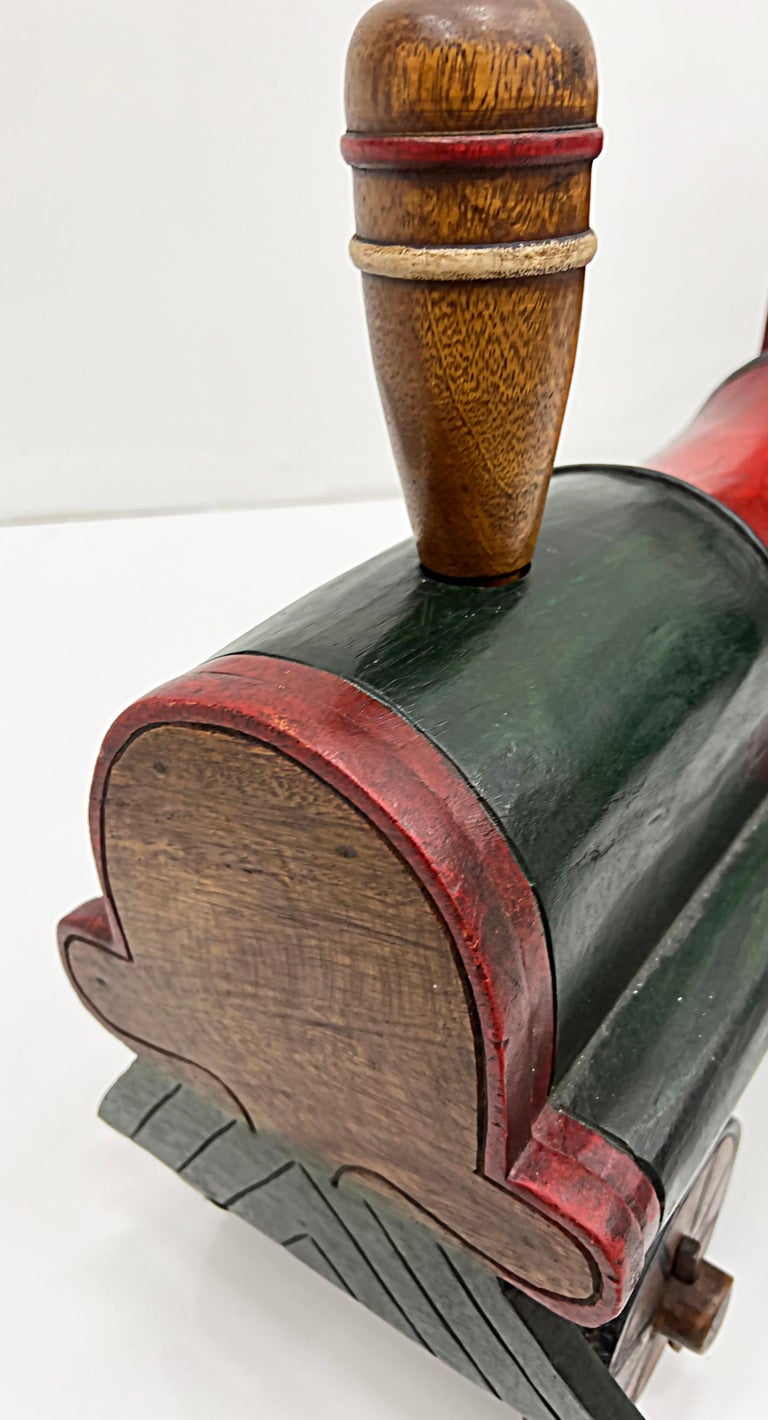 Overscale Vintage Carved Wood Folk Art Toy Train Set, 3 Pieces For Sale ...