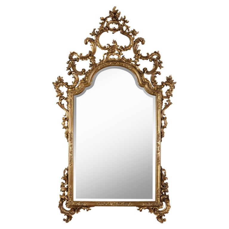 Oversize Gilt Rococo Vintage French Mirror For Sale at 1stDibs