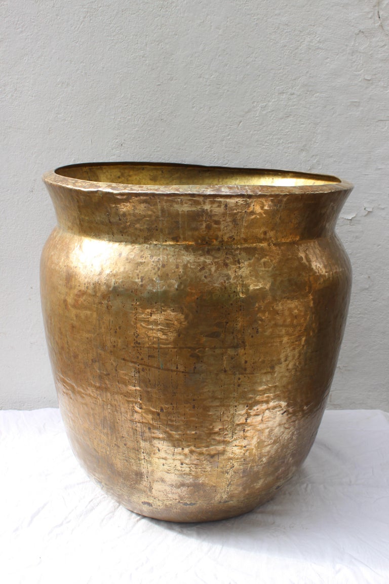 Oversize Hammered Brass Pot at 1stDibs