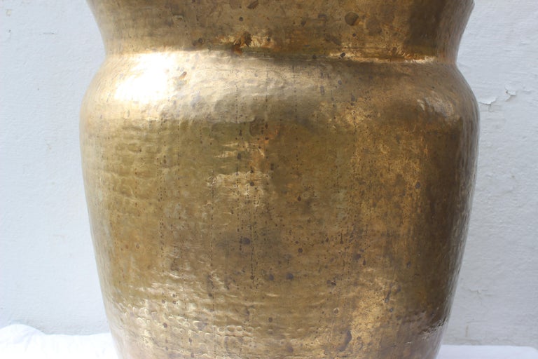 Oversize Hammered Brass Pot at 1stDibs