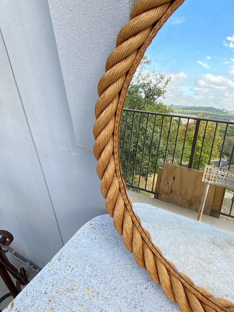 Oversize Mid-Century Rope Round Mirror Adrien Audoux and Frida Minet ...
