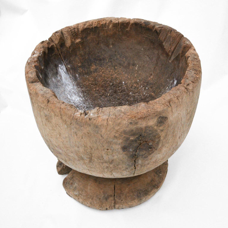 Oversize Rice Wood Mortar For Sale at 1stDibs