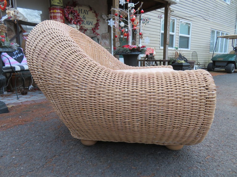 Oversize Sculptural Wicker Chair in the Manner of Michael Taylor Mid ...