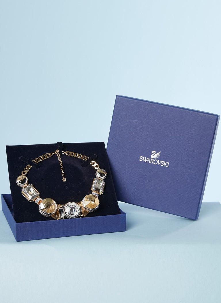 Oversize yellow and transparent rhinestone chocker Daniel Swarovski For ...