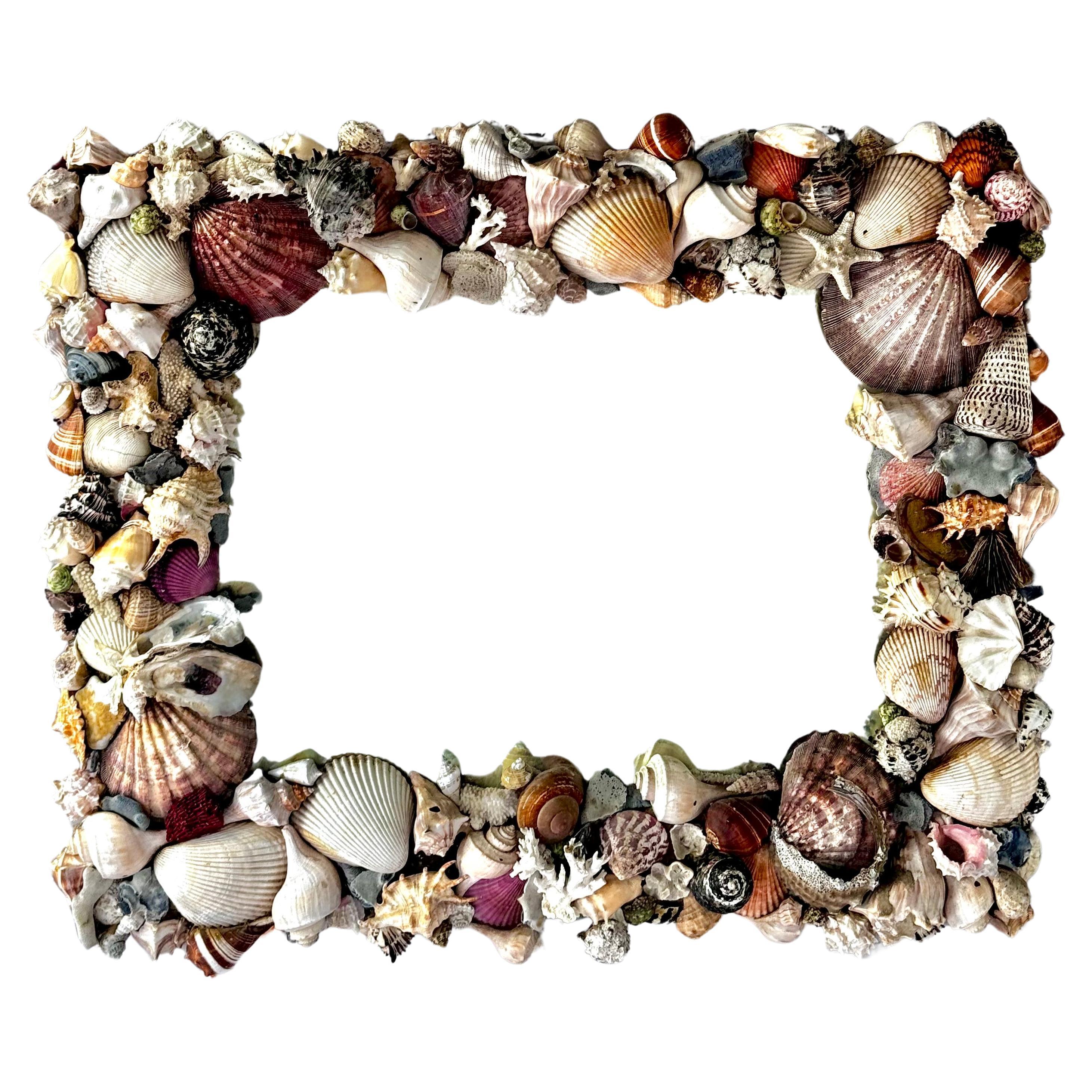 Oversized 19th Century Shell Encrusted Mirror For Sale at 1stDibs
