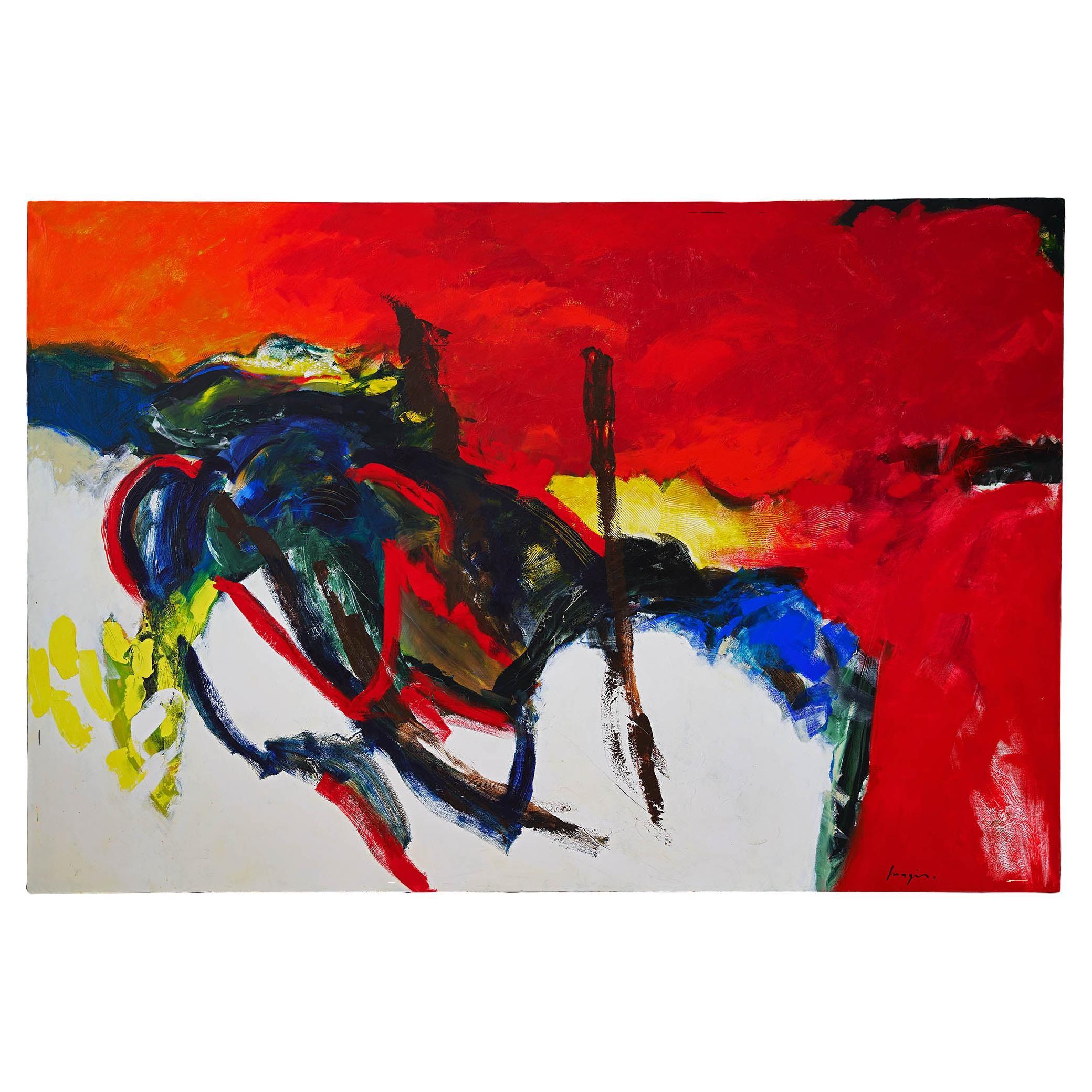 Massive Abstract Acrylic on Canvas, Pascal Magis (1955-2011) For Sale ...