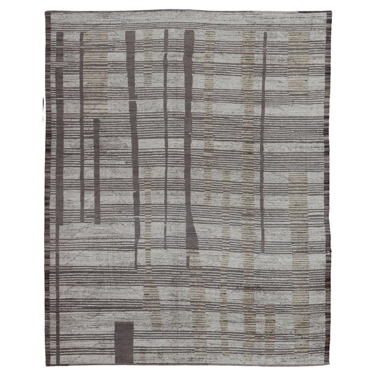 Oversized Afghan Modern Casual Abstract Rug in Muted Earthy Tones For ...