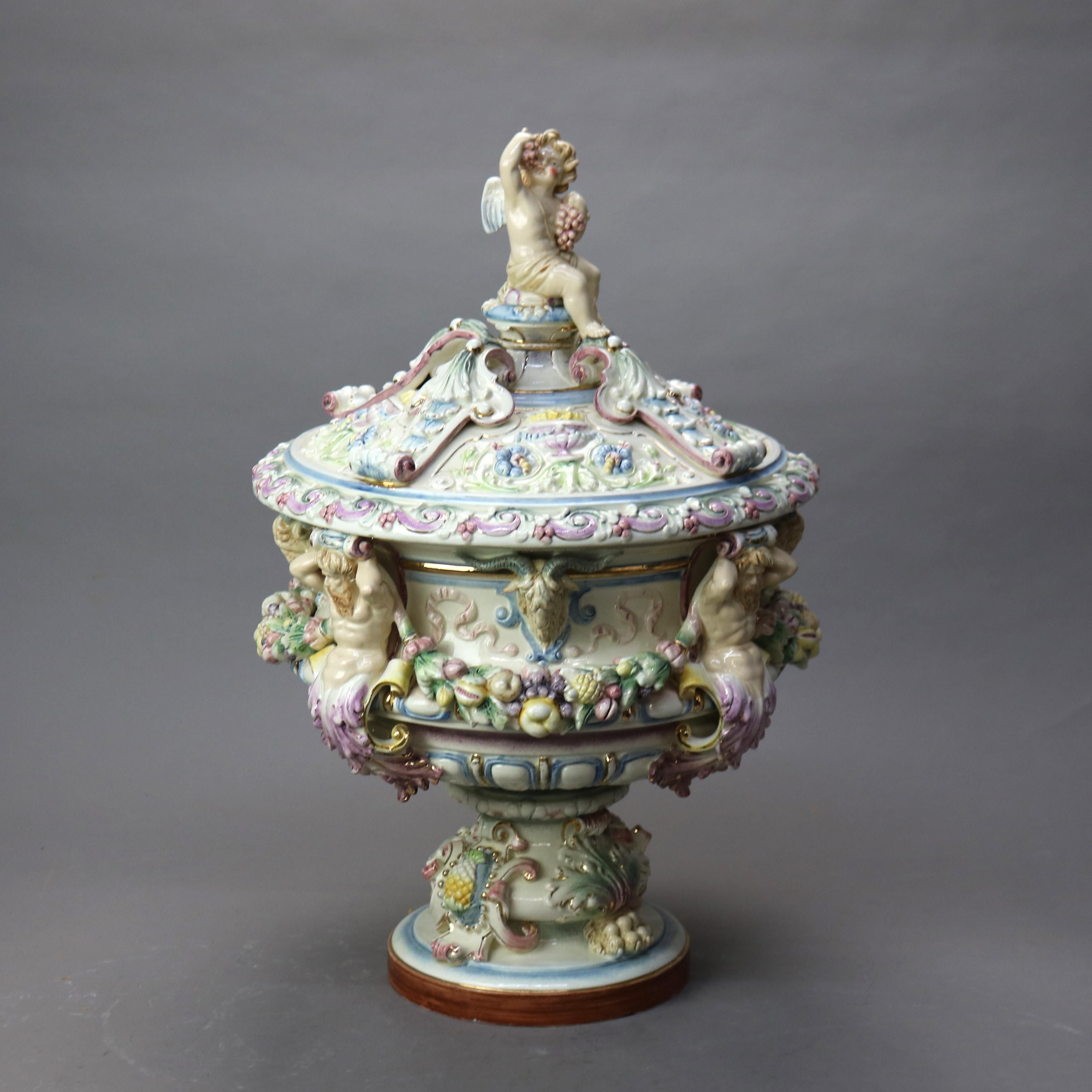 Oversized Antique Amphora Neoclassical Figural Pottery Lidded Punch ...