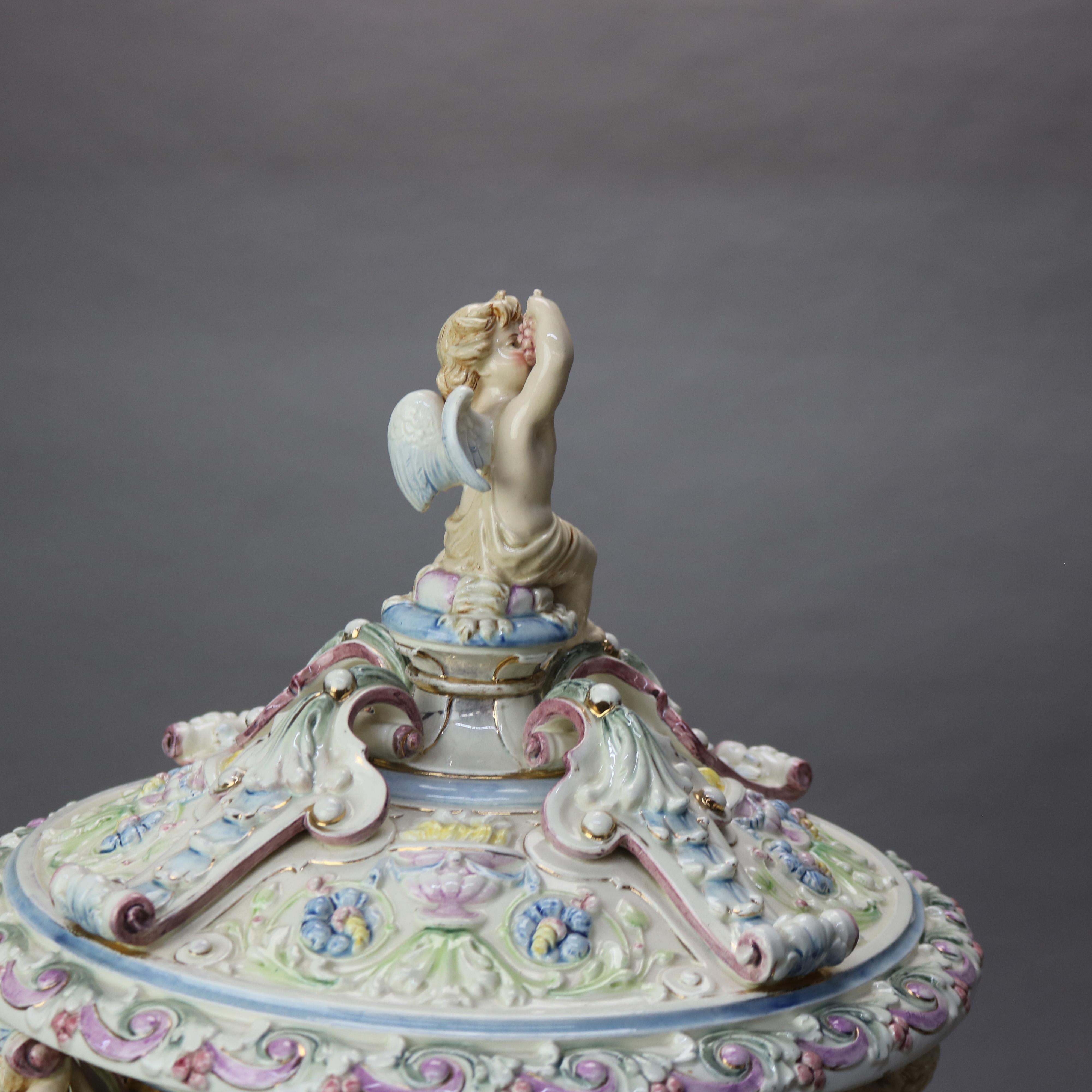 Oversized Antique Amphora Neoclassical Figural Pottery Lidded Punch ...