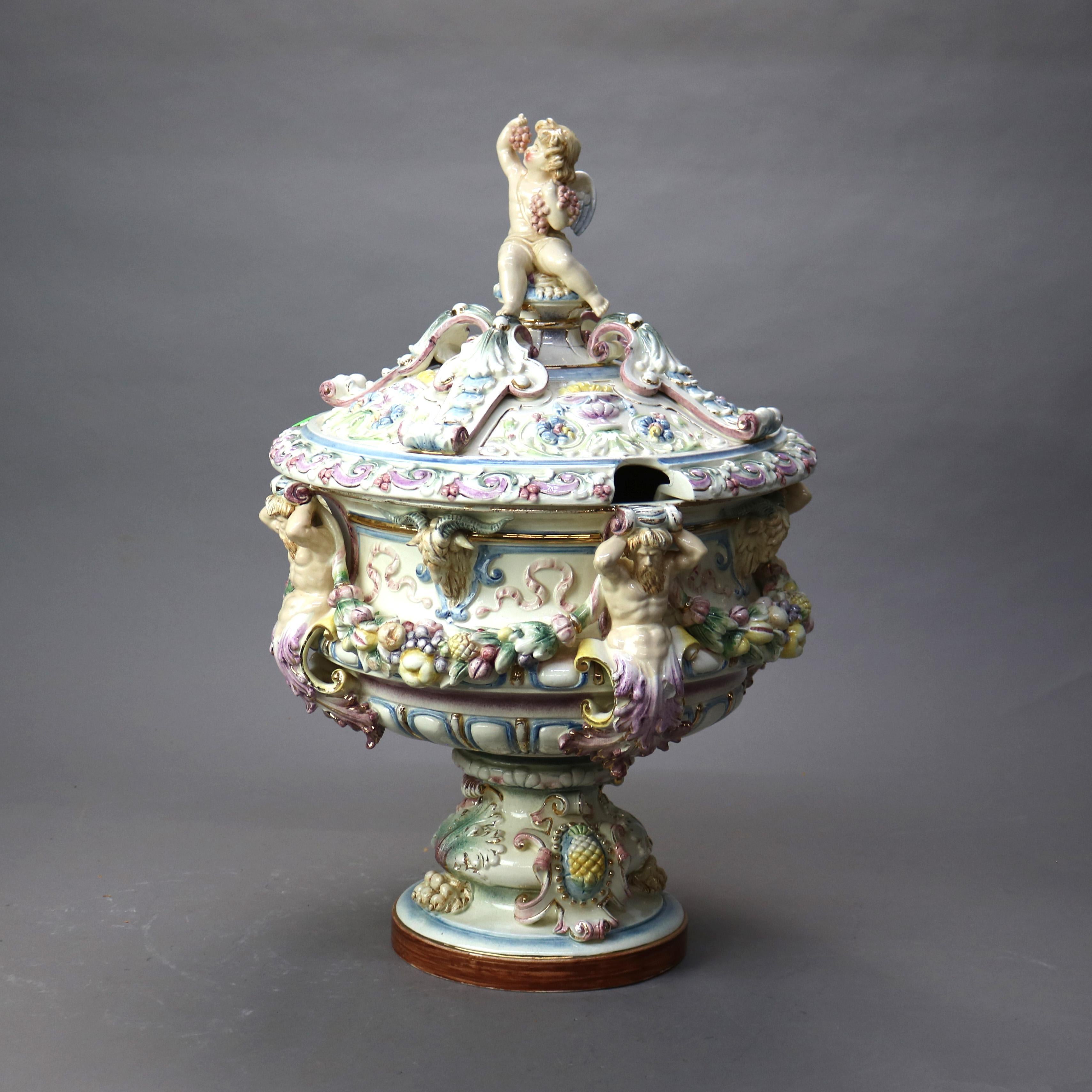 Oversized Antique Amphora Neoclassical Figural Pottery Lidded Punch ...