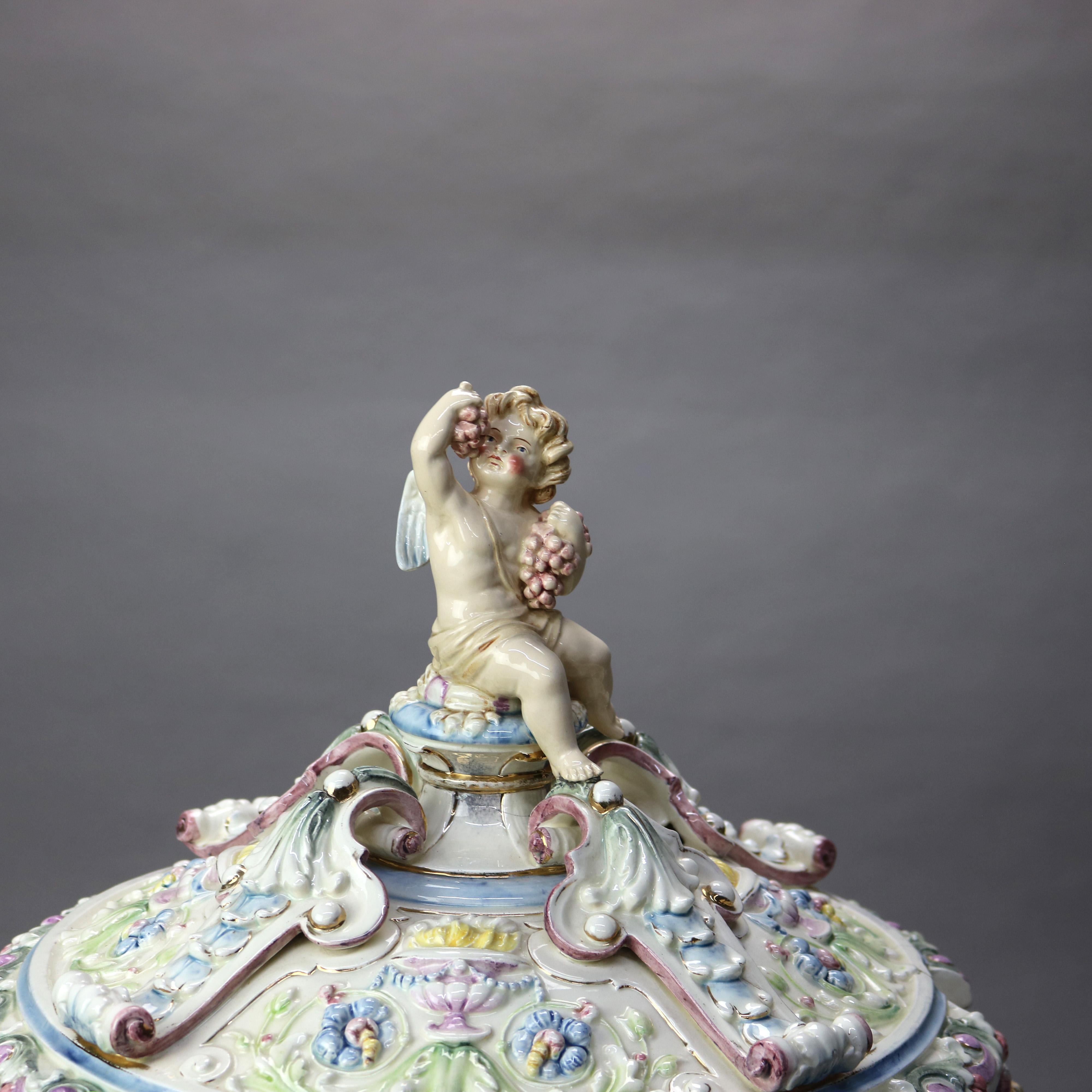 Oversized Antique Amphora Neoclassical Figural Pottery Lidded Punch ...