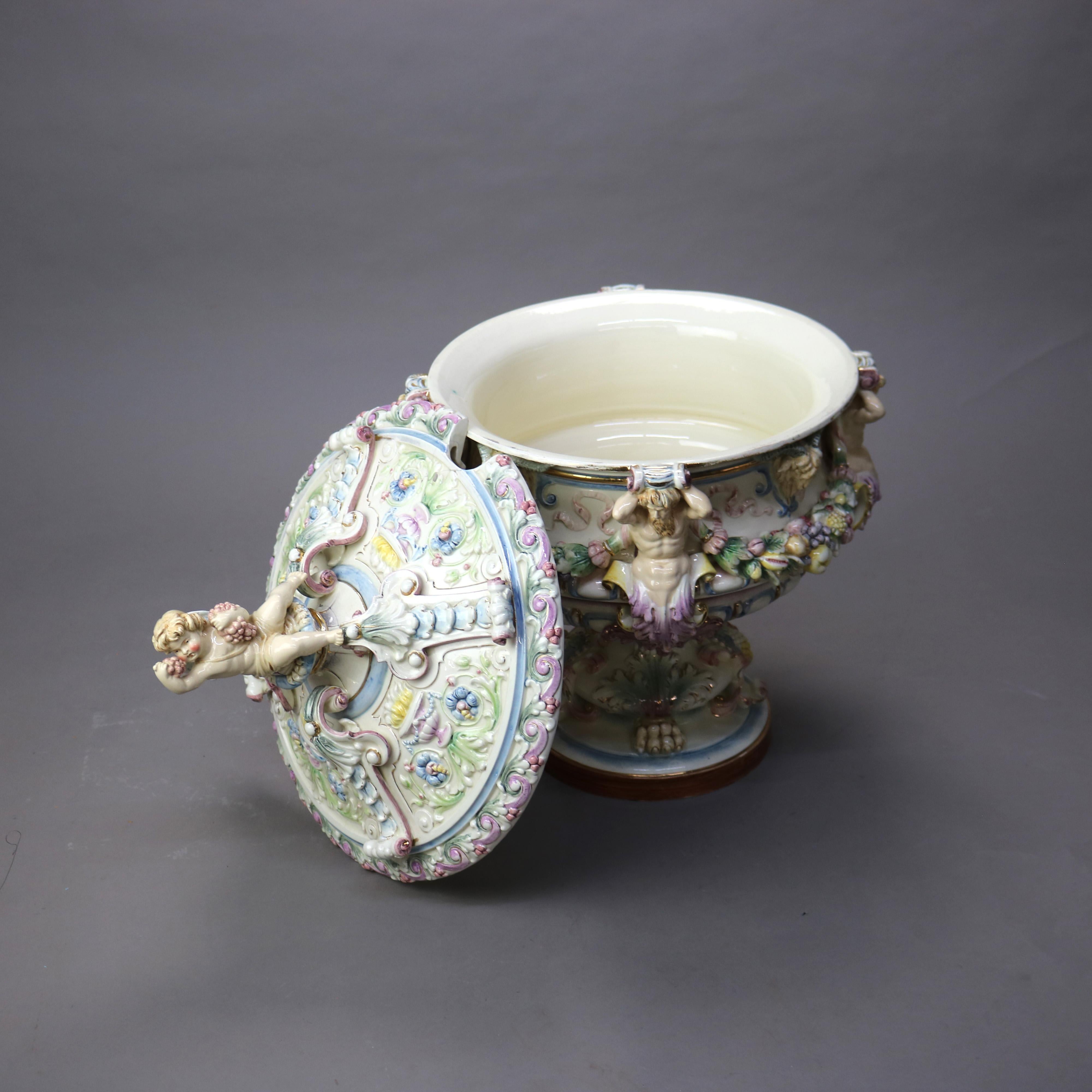 Oversized Antique Amphora Neoclassical Figural Pottery Lidded Punch ...