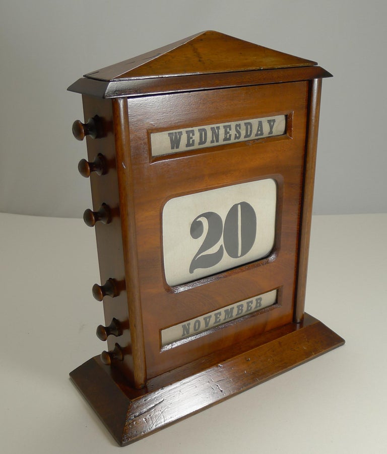 Oversized Antique English Mahogany Perpetual Calendar, circa 1900 at ...