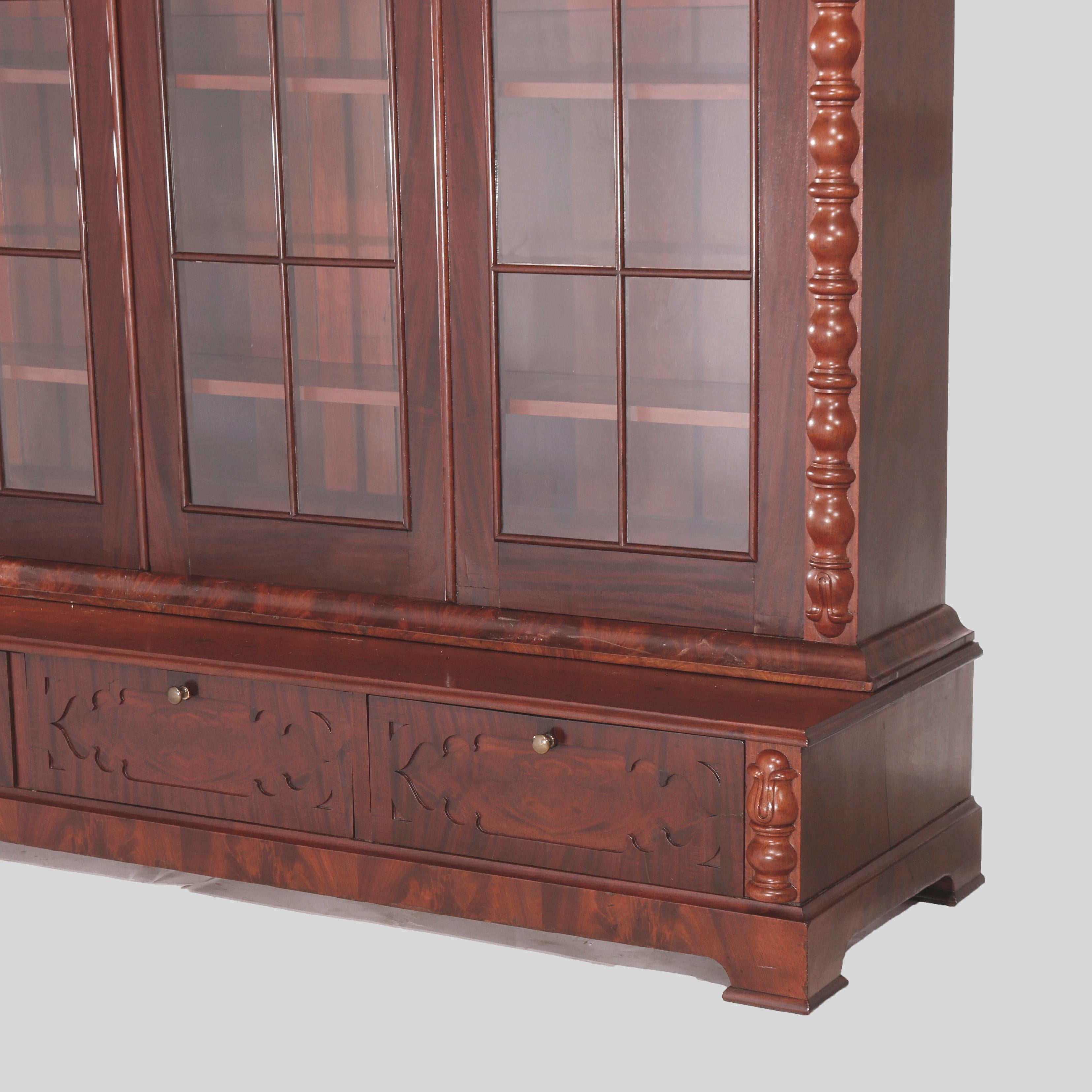 Oversized Antique Gothic Flame Mahogany Bookcase, 19th Century For Sale ...