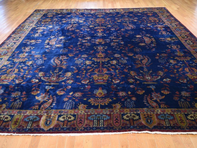 Oversized Antique Indo Sarouk Dense Weave Full Pile and Soft Hand ...