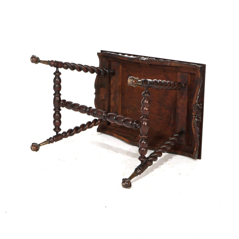 Oversized Antique Mahogany Hunzinger School Twisted Barley Lamp Table ...