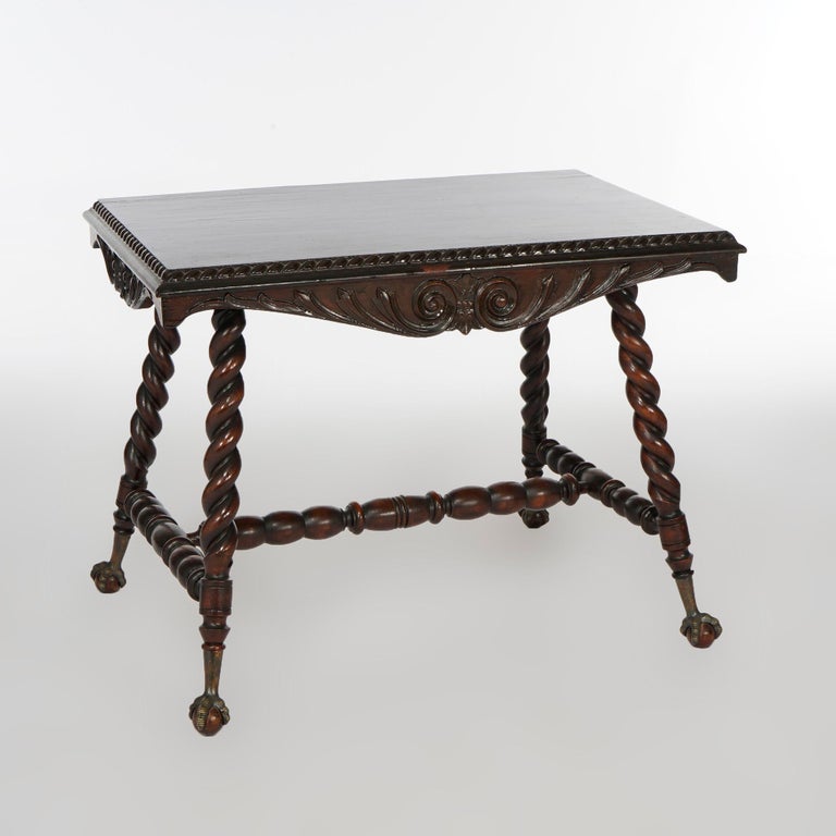 Oversized Antique Mahogany Hunzinger School Twisted Barley Lamp Table ...