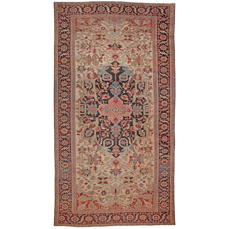 Oversized Antique Persian Heriz Serapi Rug. Size: 10 ft 10 in x 20 ft 8 ...