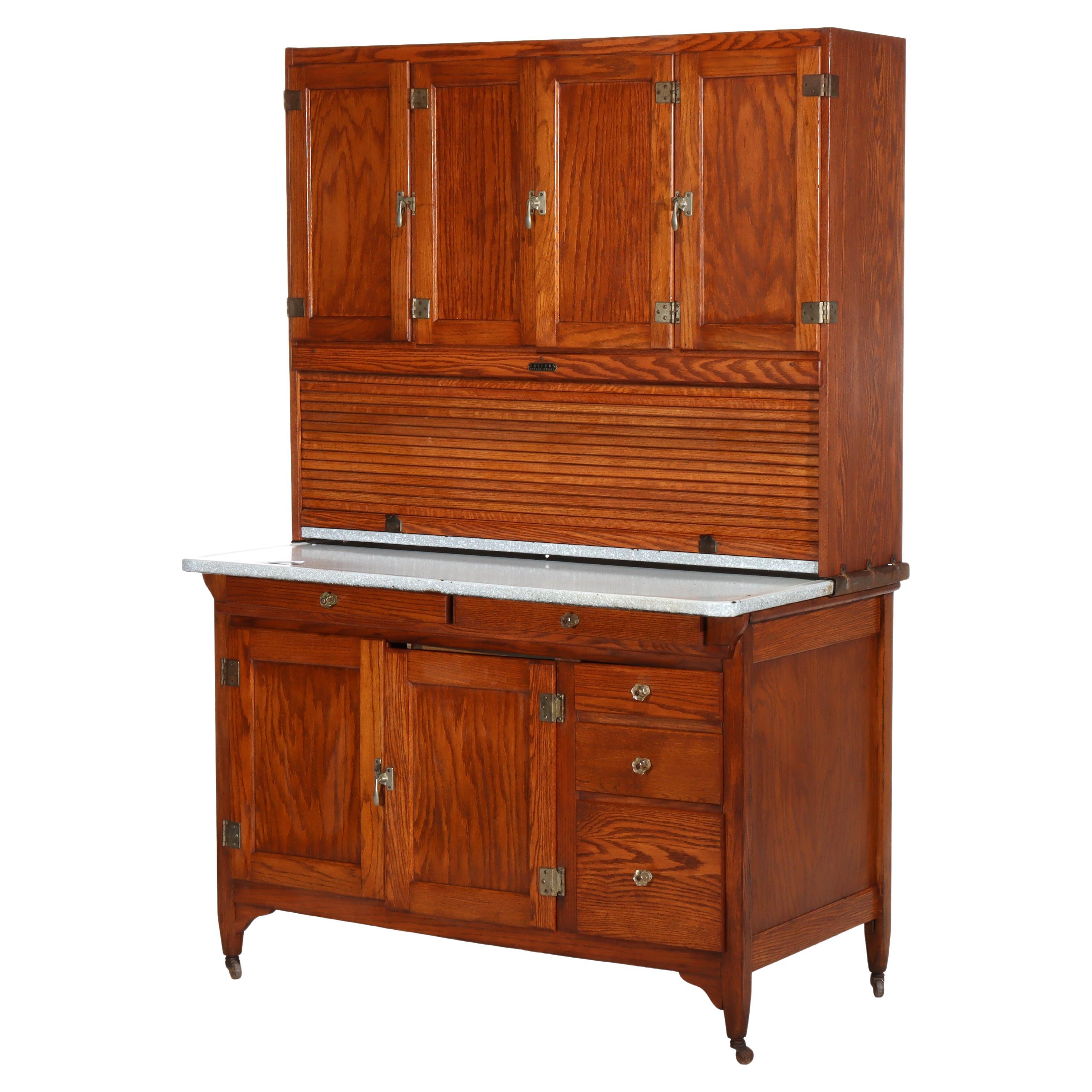 Oversized Antique Sellers Hoosier Oak and Enameled Porcelain C1910 For ...