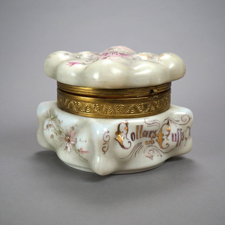 Oversized Antique Victorian Wavecrest Glass Collar and Cuff Dresser Box ...