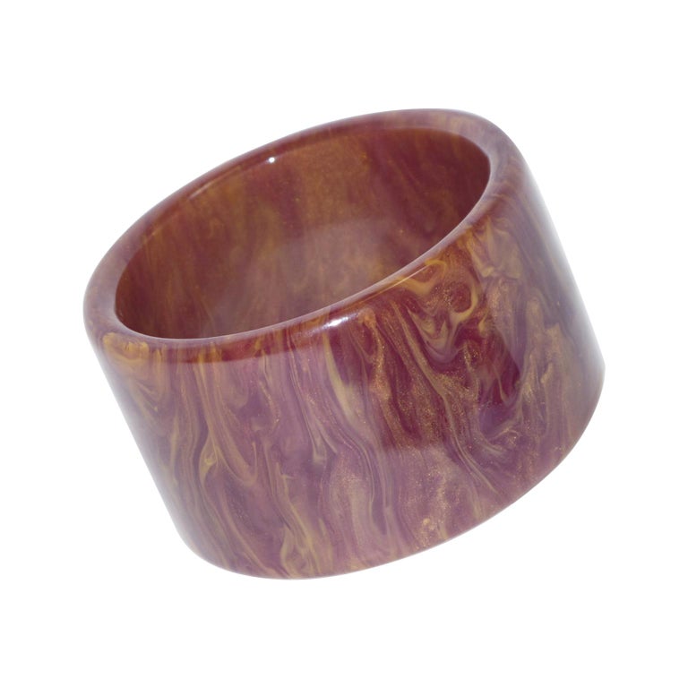 Oversized Bakelite Bracelet Bangle Purple Stardust Marble at 1stDibs
