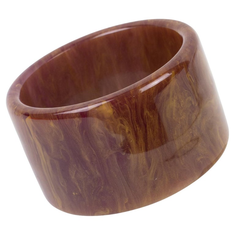 Oversized Bakelite Bracelet Bangle Purple Stardust Marble For Sale at ...